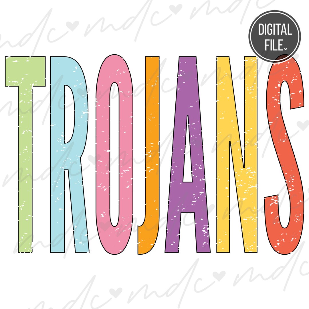 Distressed Colorful Trojans Svg Files for Cricut | Trojans Png ...