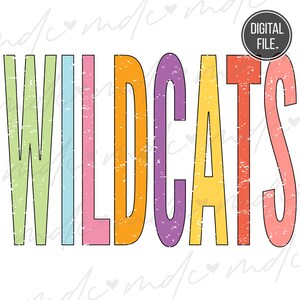 Distressed Colorful Wildcats Svg Files for Cricut | Wildcats Png ...