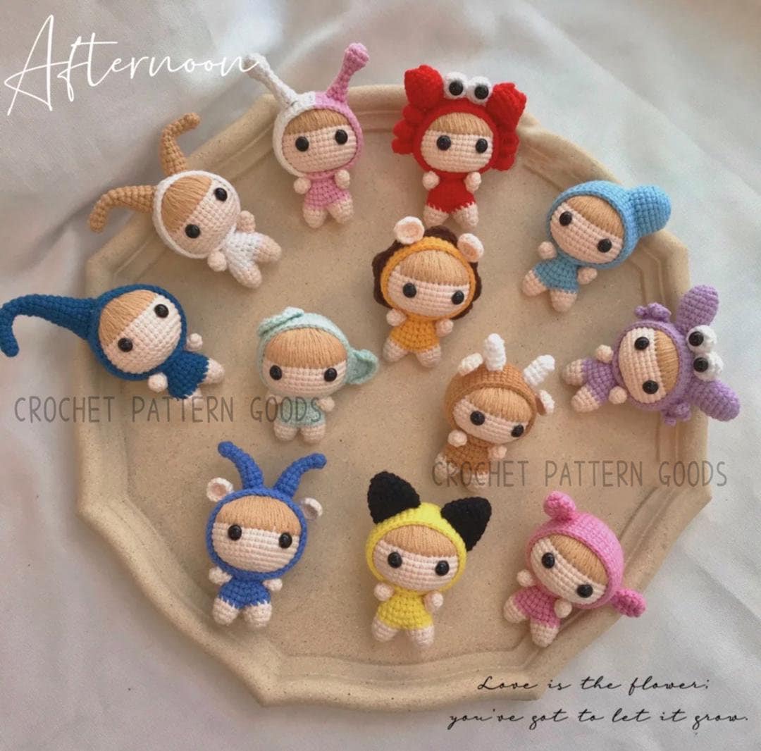 XVA Format Only! 12 Horoscope Crochet Doll Keychain, 12 Constellations ...