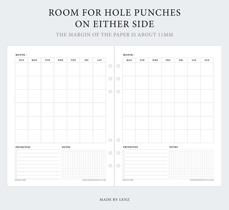 Printable Undated Monthly Planner | Editable and Fillable PDF | One ...
