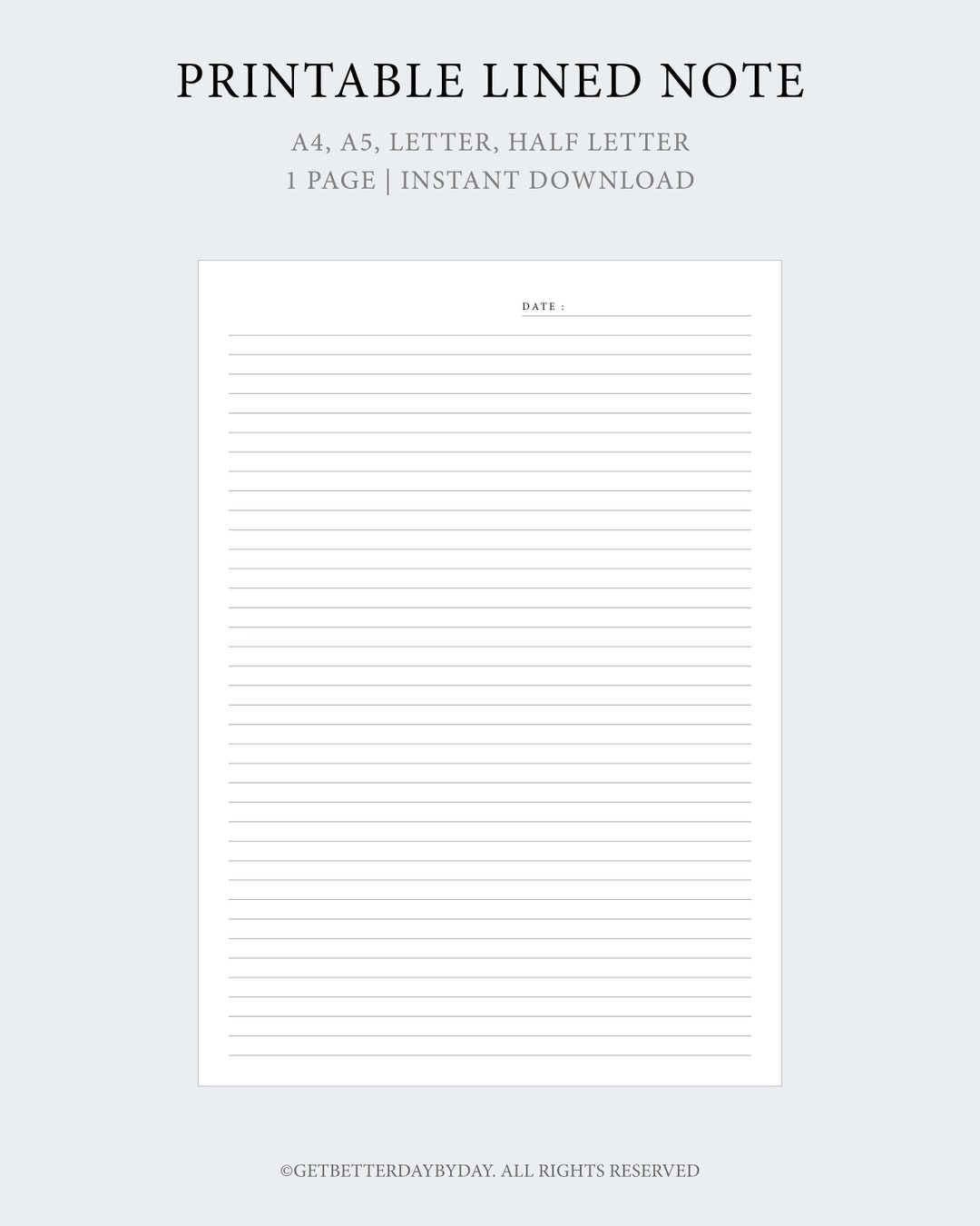 Printable Lined Note_lined Paper_simple Study Note_letter Writing Paper ...