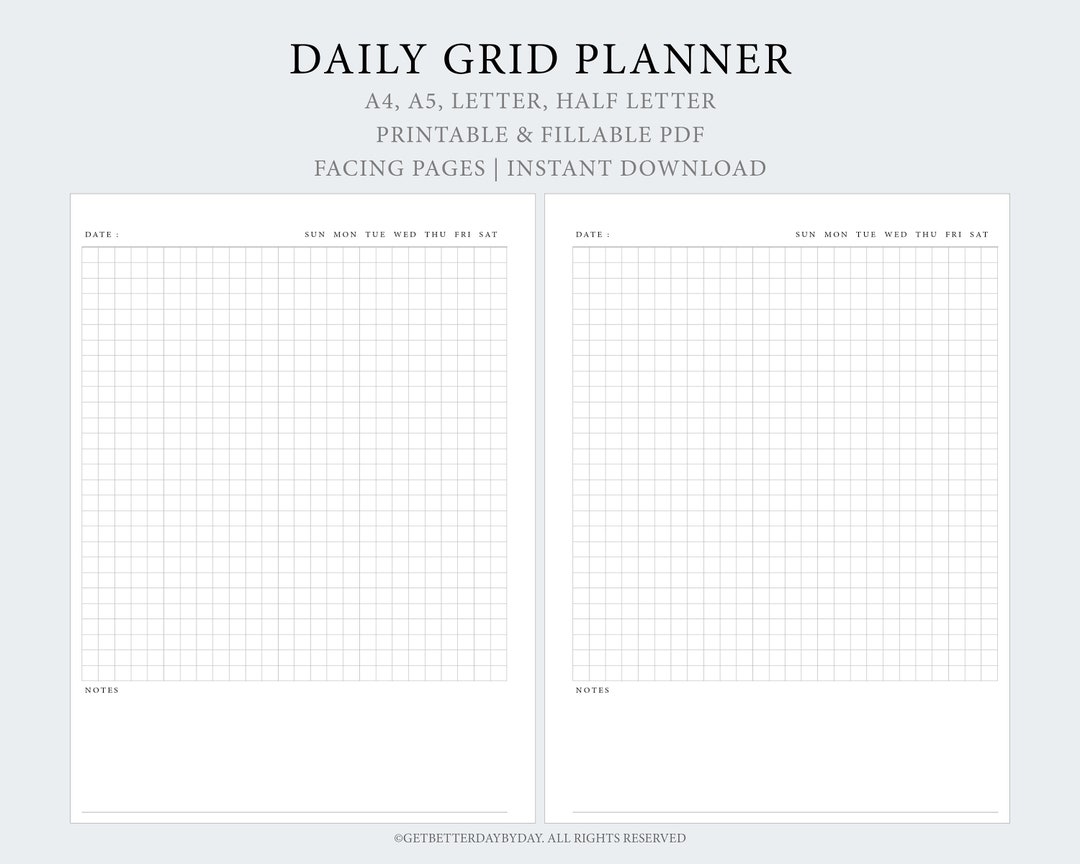 Daily Graph Printable Planner_fillable Pdf_instant - Etsy