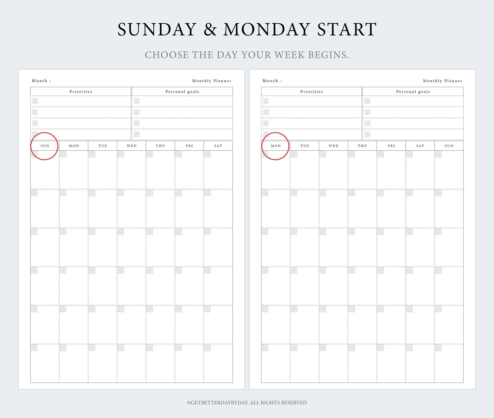 Monthly Printable Planner on 1 Page_fillable Pdf_instant Download_work ...
