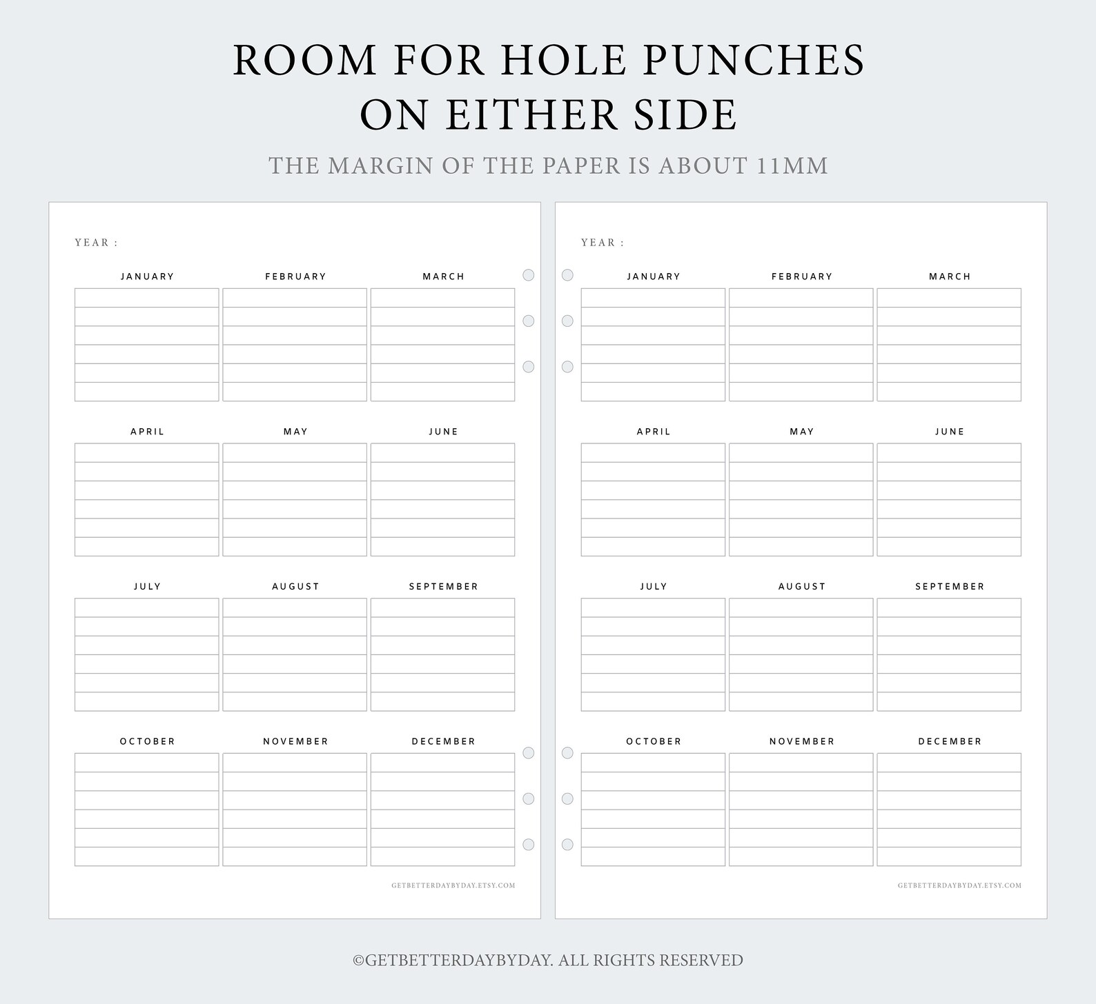 Main Schedule Yearly Planner_printable Planner_fillable Pdf_undated ...