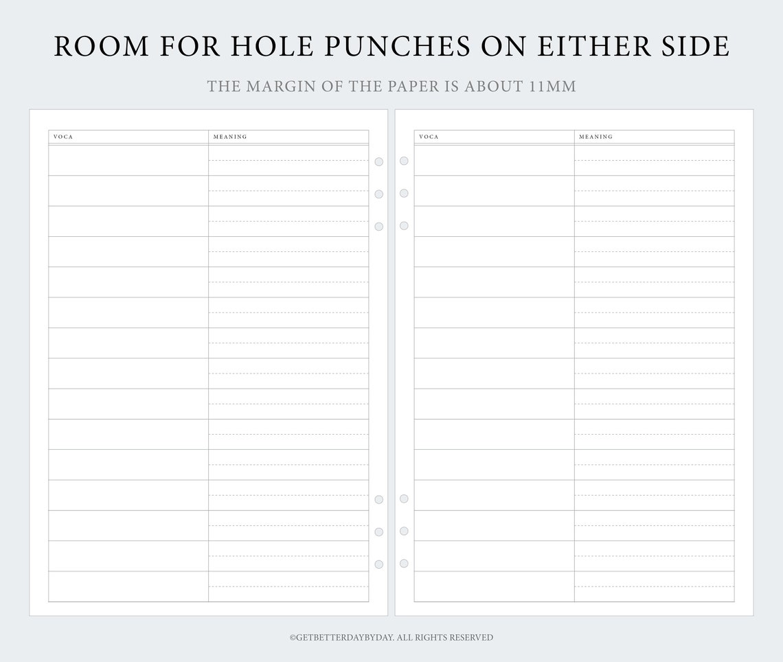 Vocabulary Lined Note_printable Pdf_voca Study Note_vocabulary Template ...