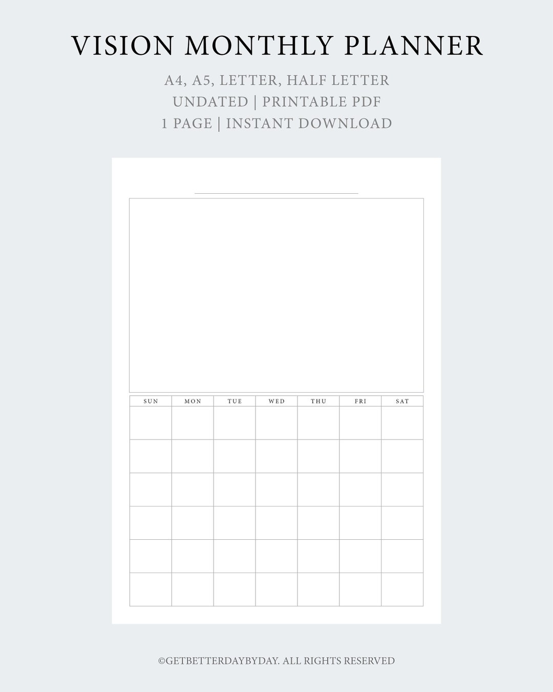 Vision Board Monthly Planner_printable Pdf_visualization Schedule ...