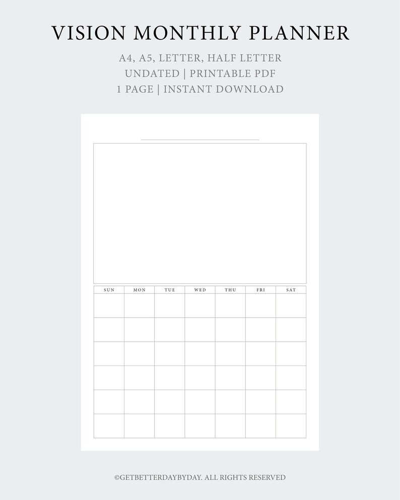 Vision Board Monthly Planner_printable Pdf_visualization - Etsy