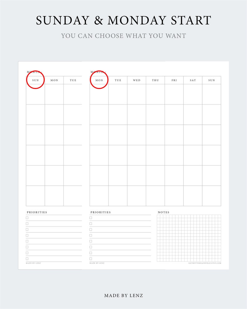 Printable Undated Monthly Planner | Editable and Fillable PDF | One ...