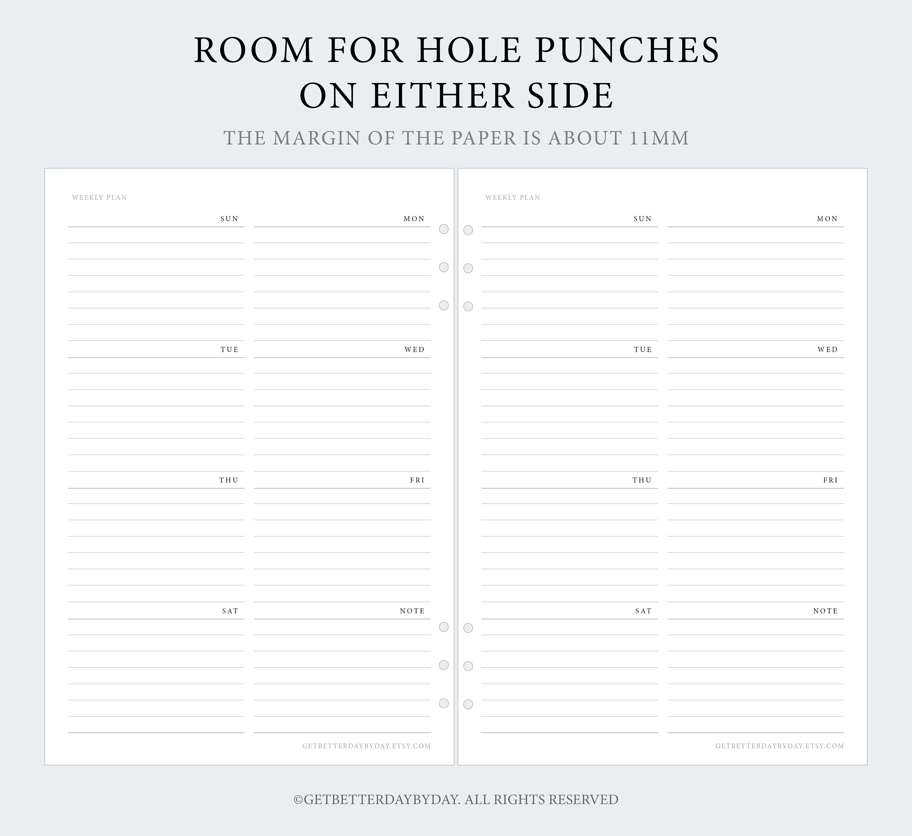 Minimal Weekly Planner | Printable Schedule | Fillable PDF | Week at a ...