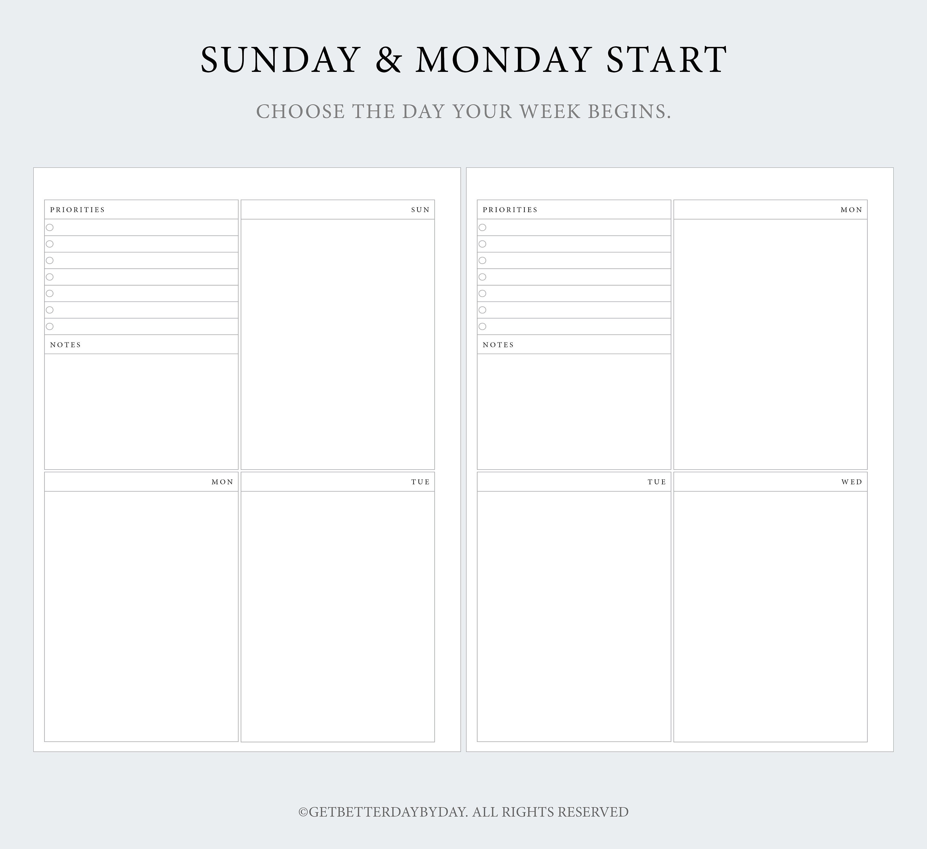 Simple Undated Printable Weekly Planner_fillable Pdf_planning - Etsy