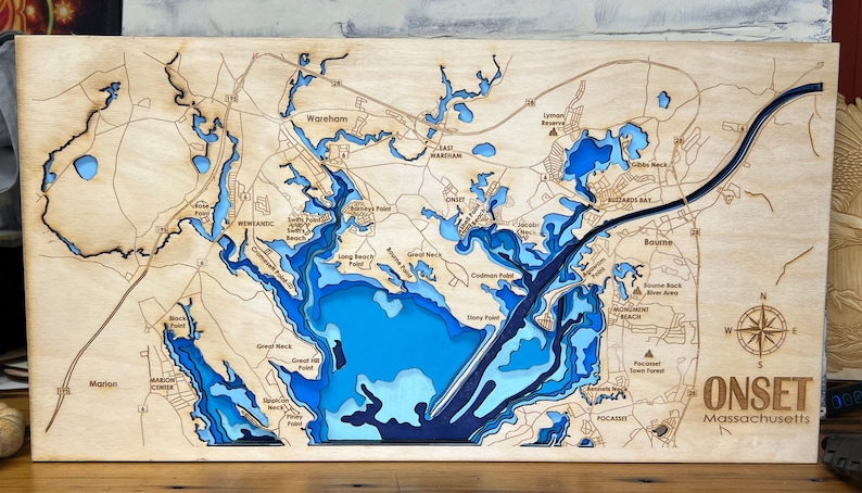 ONSET, MA Wood Layered MAP - Etsy