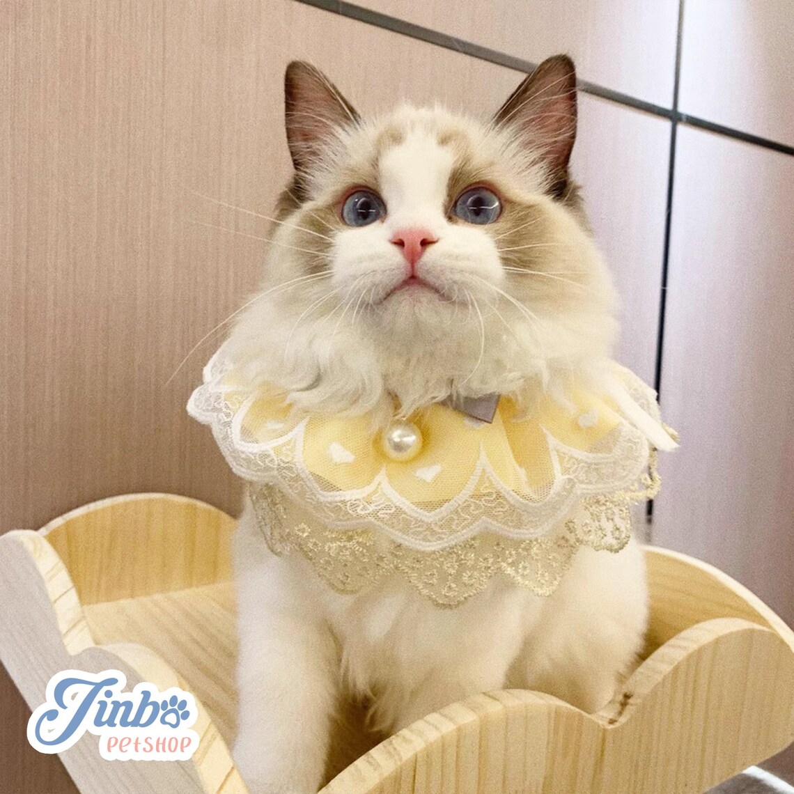 Creamy Yellow White Lace Silk Bow Ruffled Collar Cute Cat Pet | Etsy