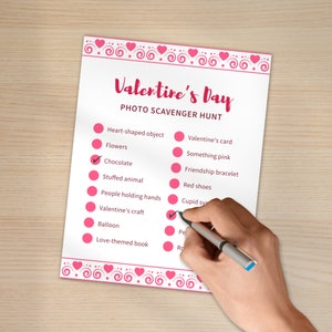Valentine's Day Photo Scavenger Hunt Game | Printable Activity ...