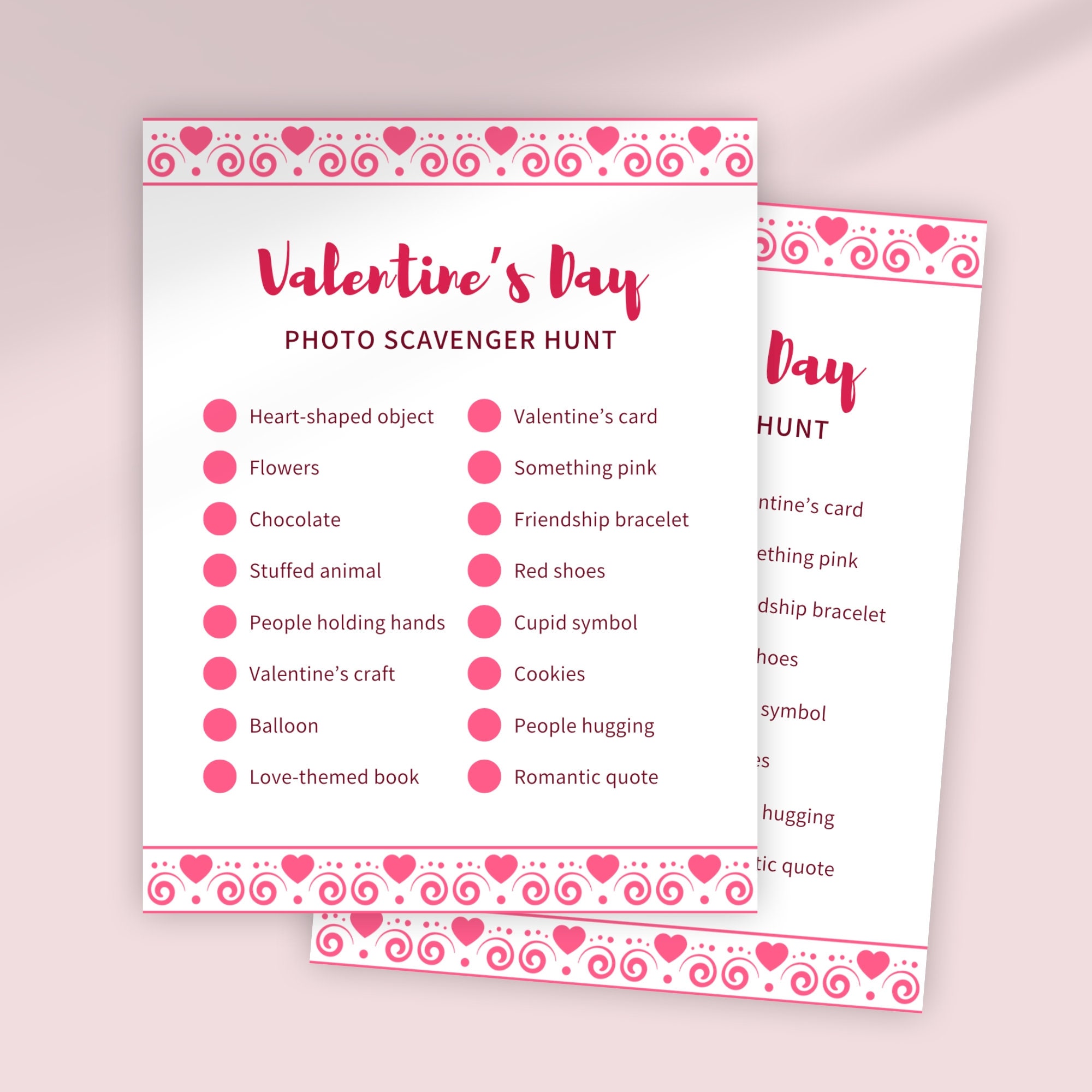 Valentine's Day Photo Scavenger Hunt Game | Printable Activity ...