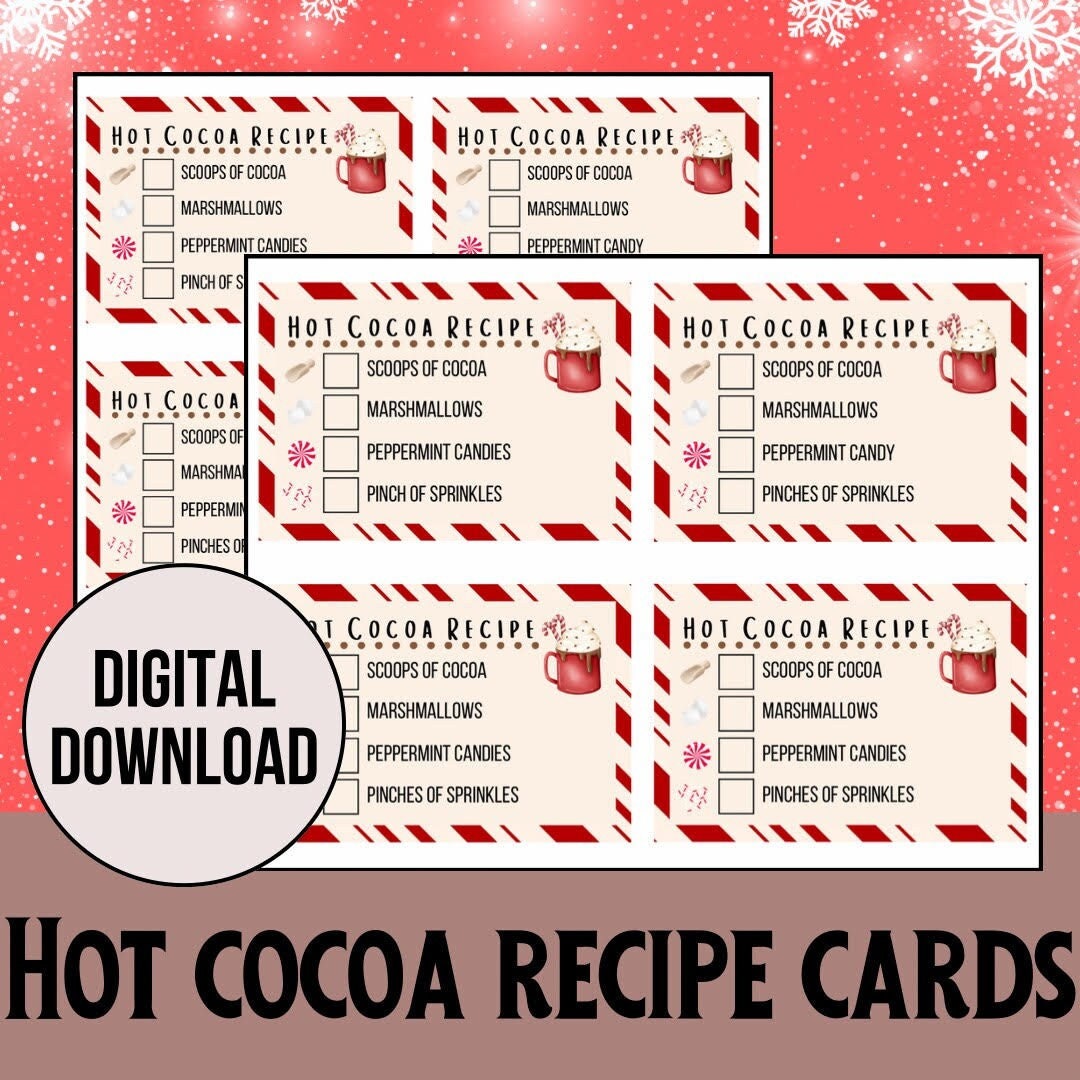 Hot Cocoa Recipe Cards, Preschool Printable, Homeschool Material ...