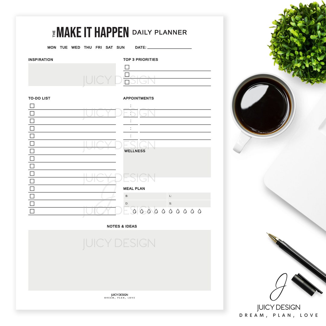 Business Planner - Fillable & Printable Pdfs - Daily Organizer ...