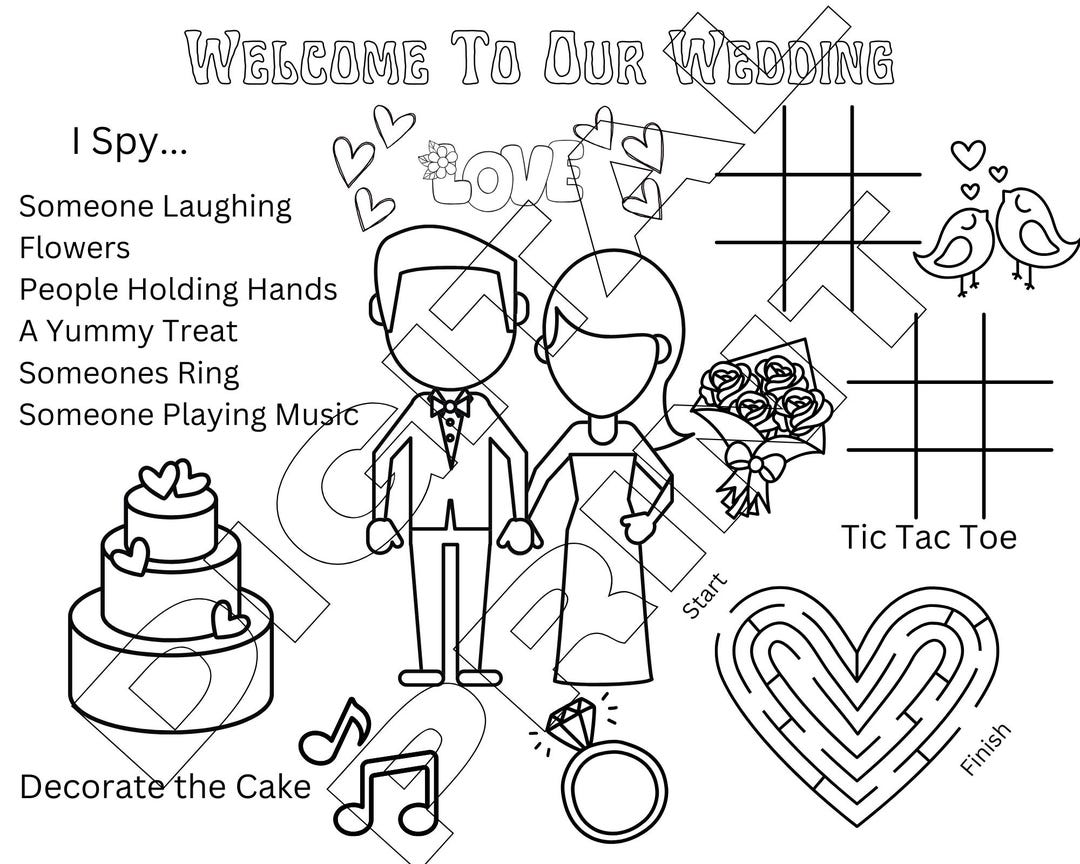 Kids Wedding Coloring Page Activity - Etsy