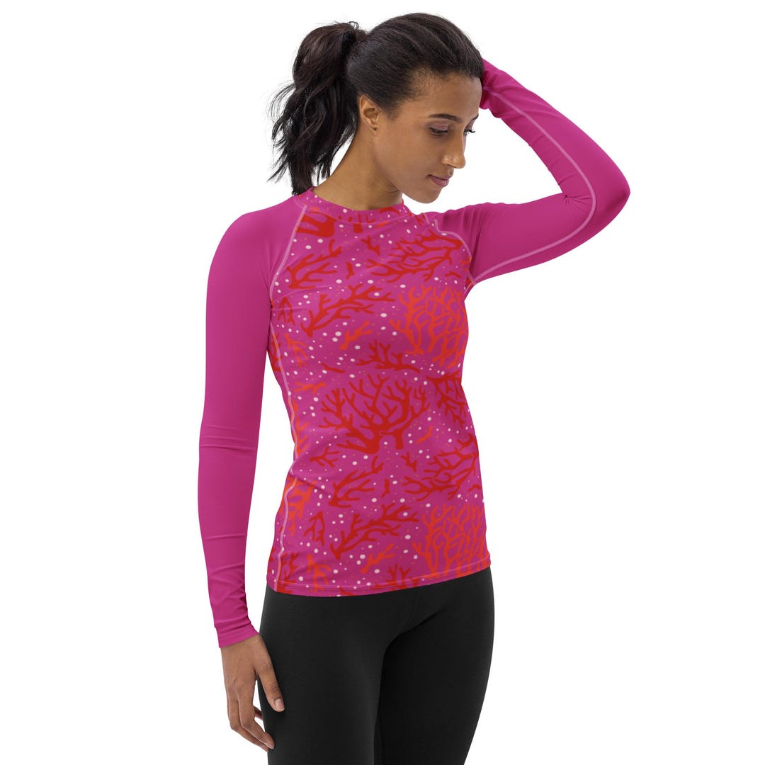 Coral Print Rash Guard : Damen UPF 50+ Langarm-Tauchhemd - Etsy Österreich