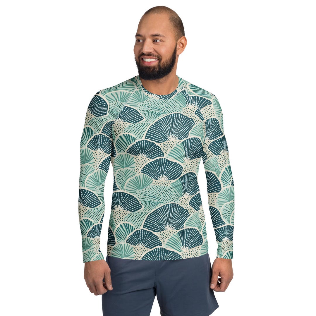 Men's Rash Guard Coral Green: Long Sleeve Scuba Diving Swim Shirt Sun ...