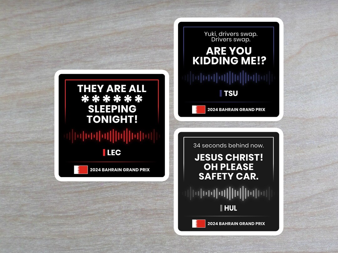 F1 Team Radio Stickers 2024 Bahrain Formula 1 Grand Prix Race Gift ...