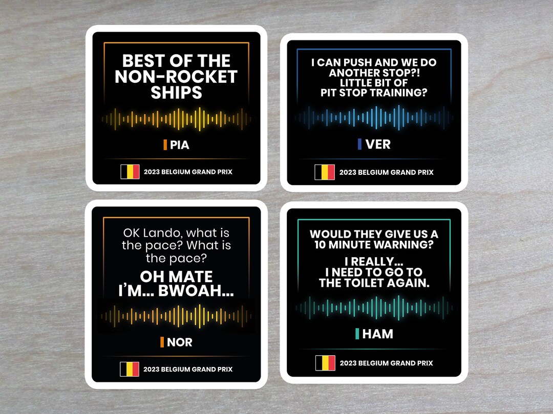 F1 Best Team Radio Belgium Grand Prix 2023 Stickers Formula One Drivers ...