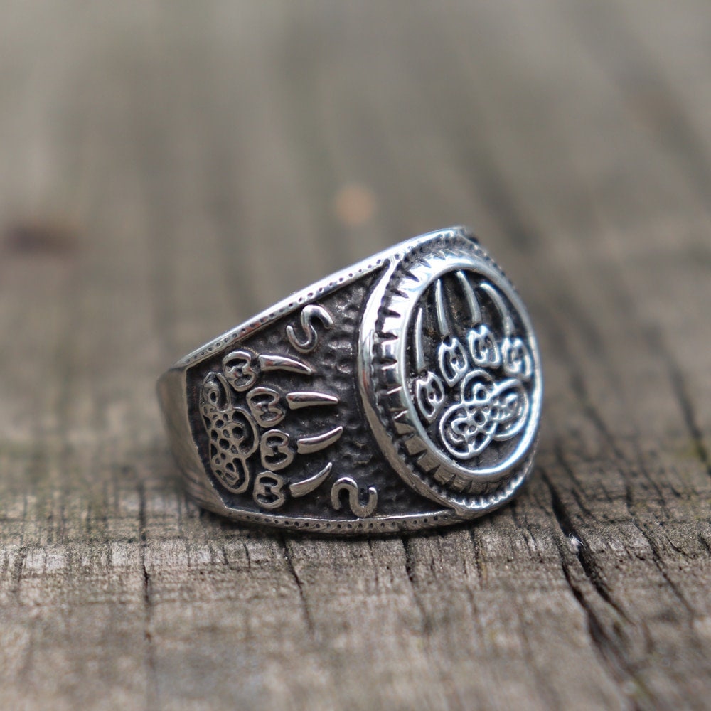 Viking Symbol Bear Paw Claw Rings Mens Slavic Warding Veles | Etsy