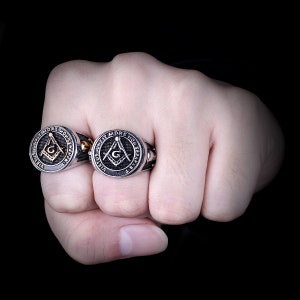 Stainless Steel Men Rings Masonic Freemasonry Skull Punk Rock Hip Hop ...