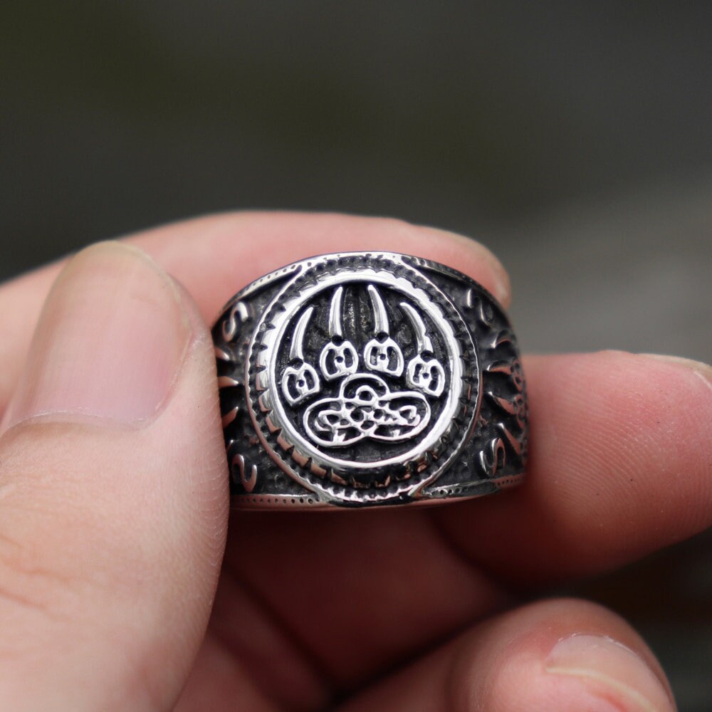 Viking Symbol Bear Paw Claw Rings Mens Slavic Warding Veles | Etsy