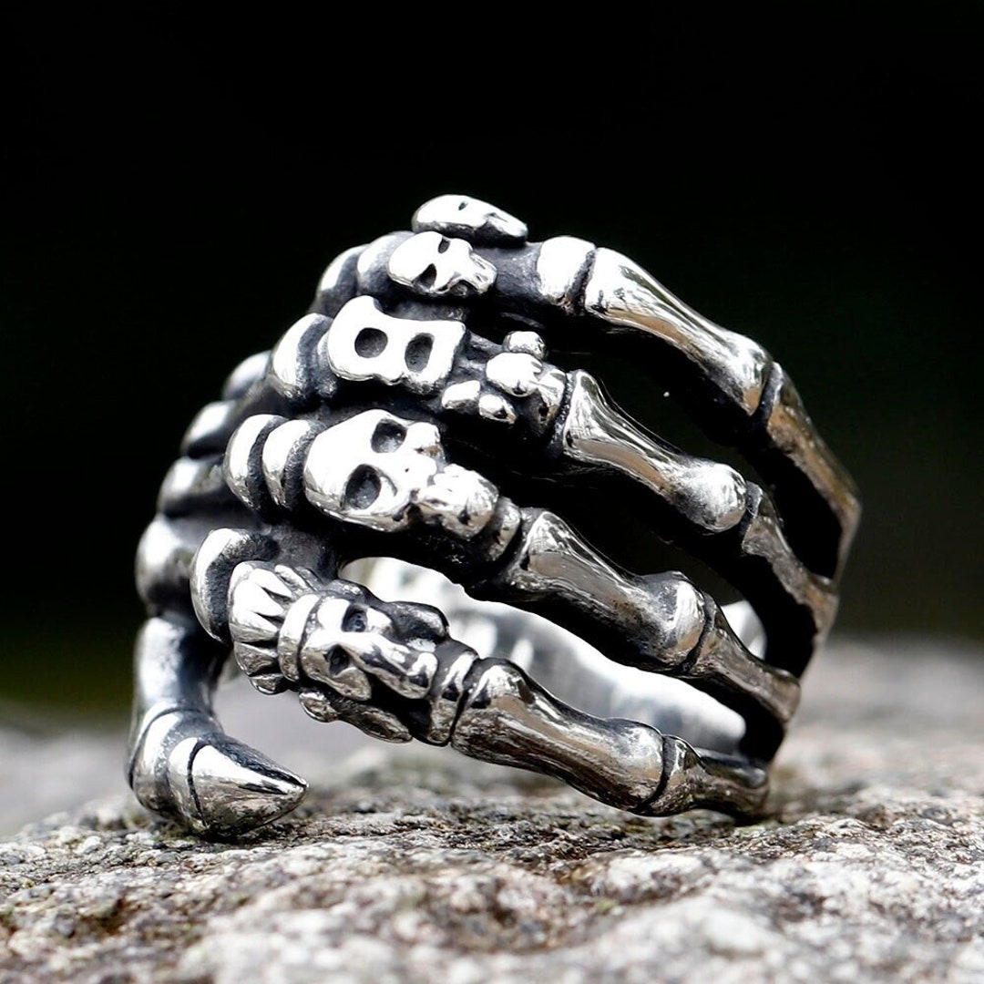 Calvarium Finger Skull Ring Gothic Calvarium Skull Ring Men 316L ...