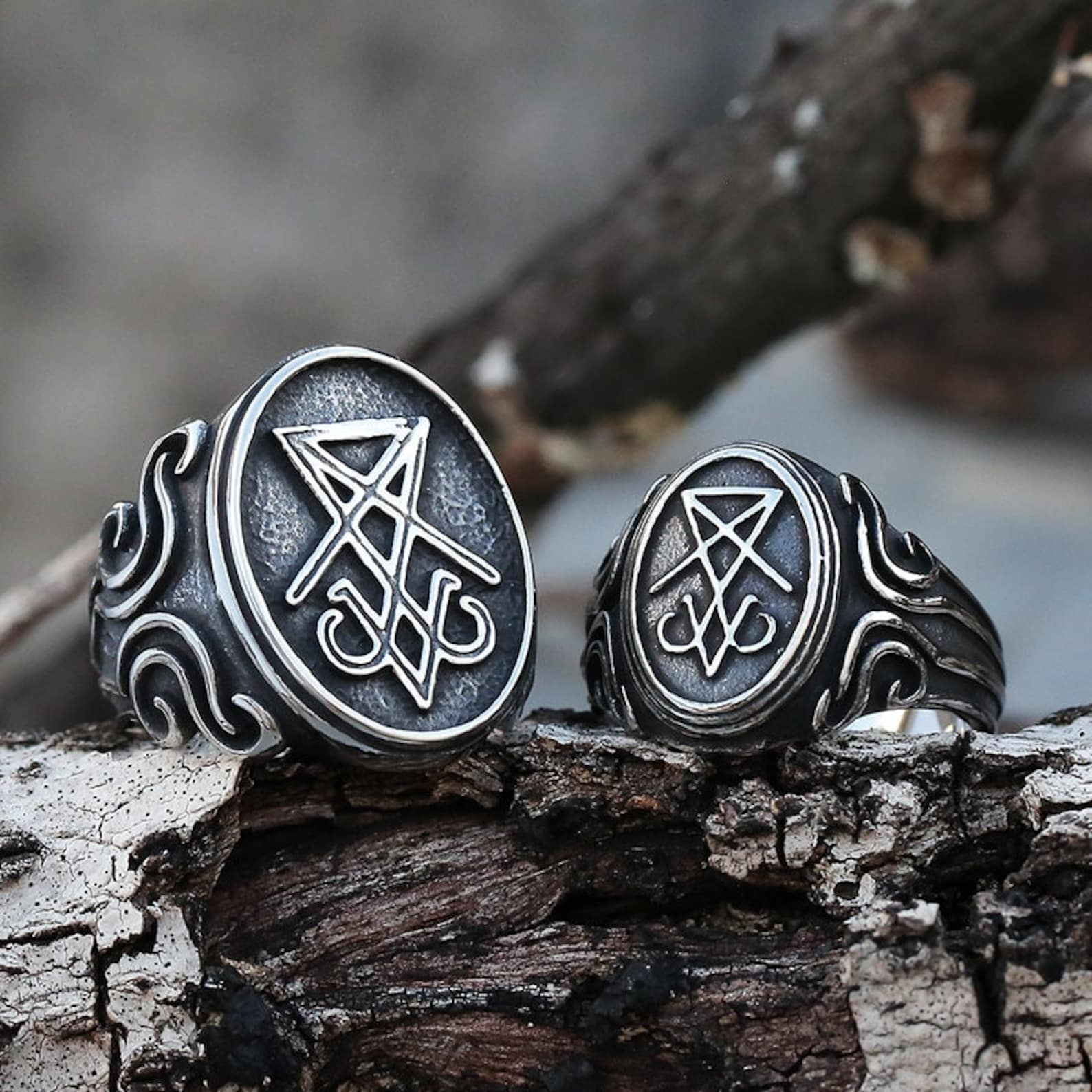 Occult Stainless Steel Sigil of Baphomet Ring Gothic Rvs Zegel - Etsy