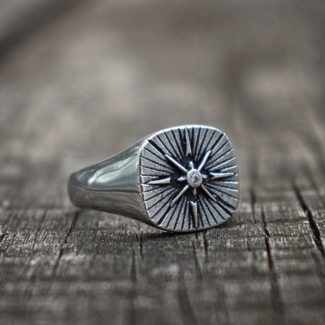 Polaris Star Signet Ring Minimalist Cz Stainless Steel Men | Etsy