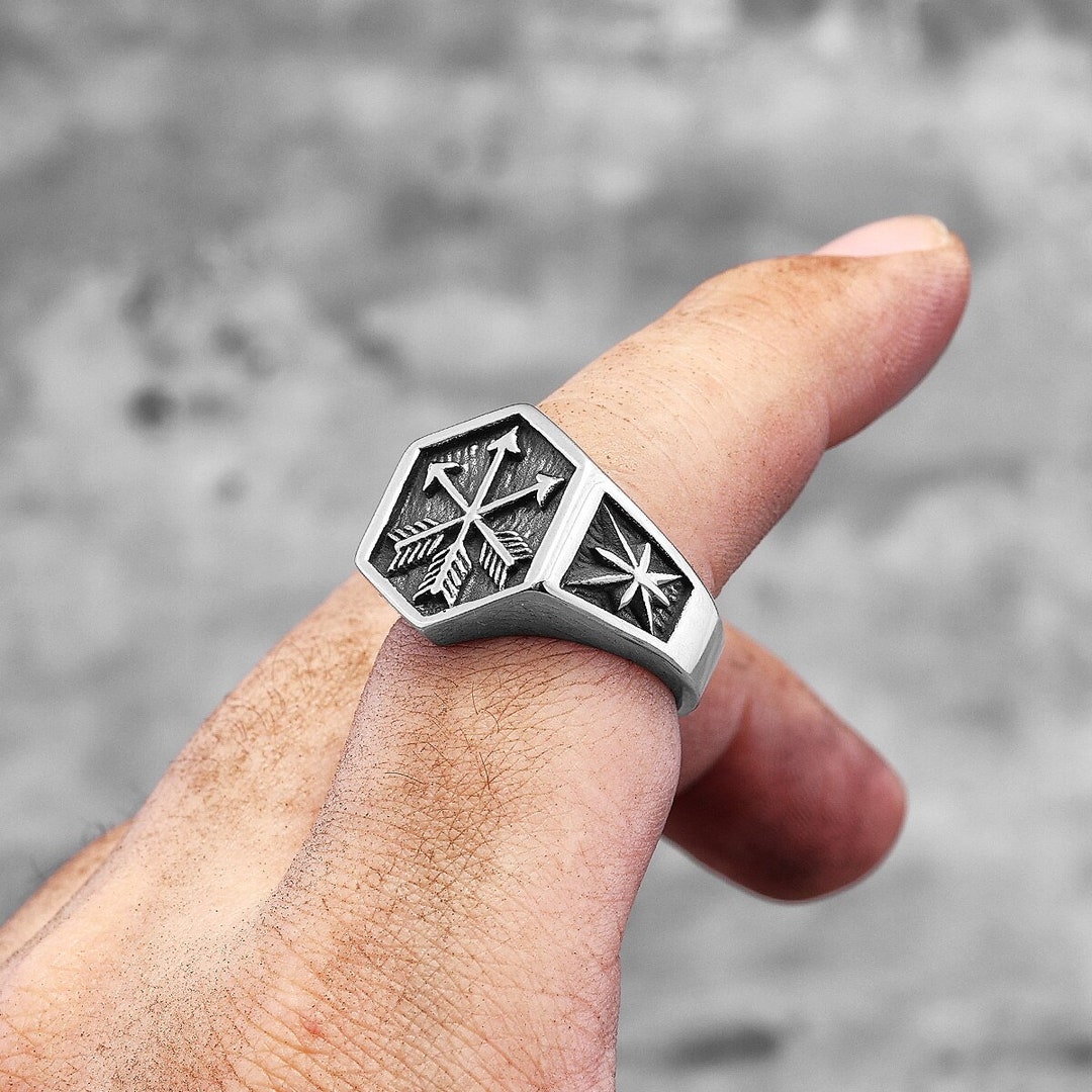 Arrow of Eros Stainless Steel Mens Rings Unique Charm Punk for - Etsy