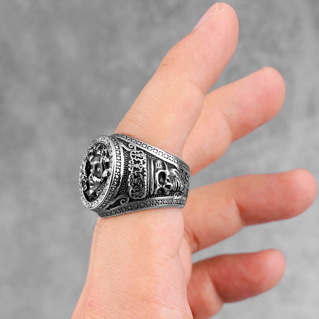 Snake Hair Medusa Banshee Stainless Steel Mens Rings Punk Hip - Etsy
