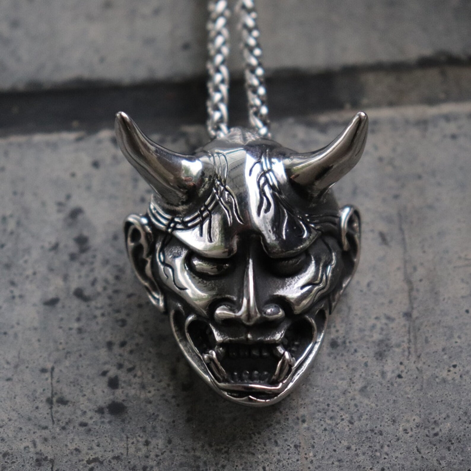 Mens 316L Stainless Steel Japanese Anger Hannya Ghost Mask - Etsy