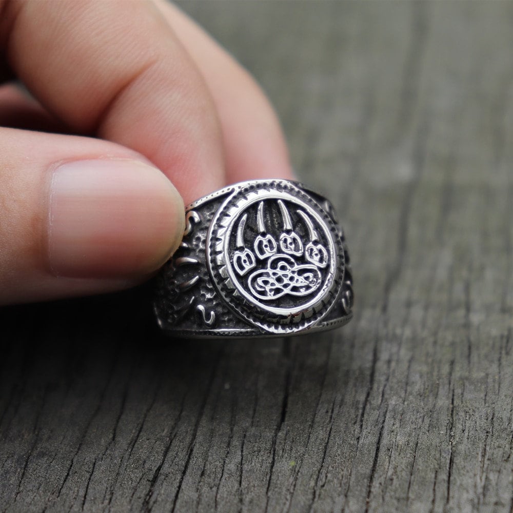 Viking Symbol Bear Paw Claw Rings Mens Slavic Warding Veles | Etsy