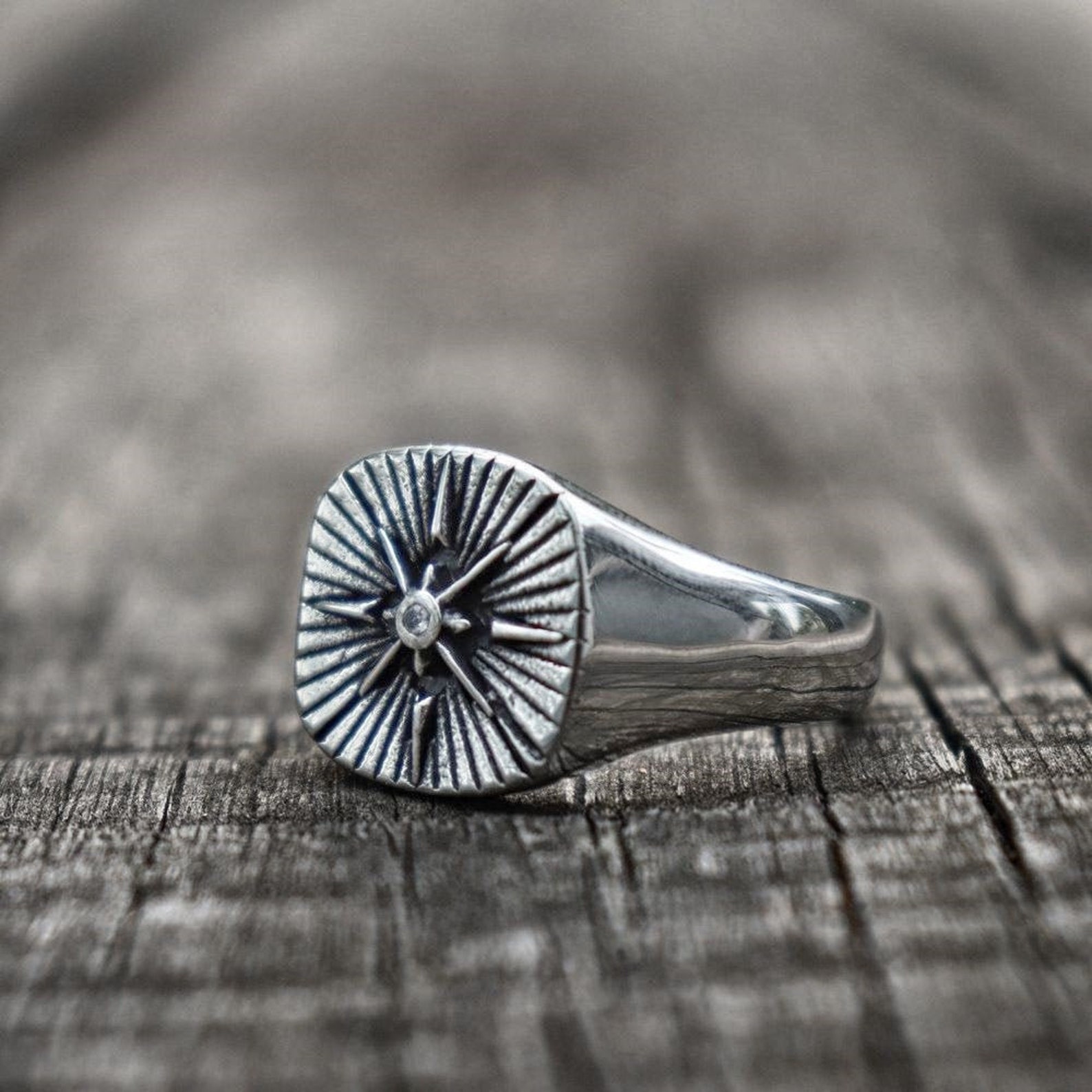 Polaris Star Signet Ring Minimalist Cz Stainless Steel Men | Etsy