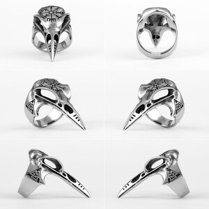 Nordic Mythology Viking Crow Retro Stainless Steel Mens Rings Punk for ...