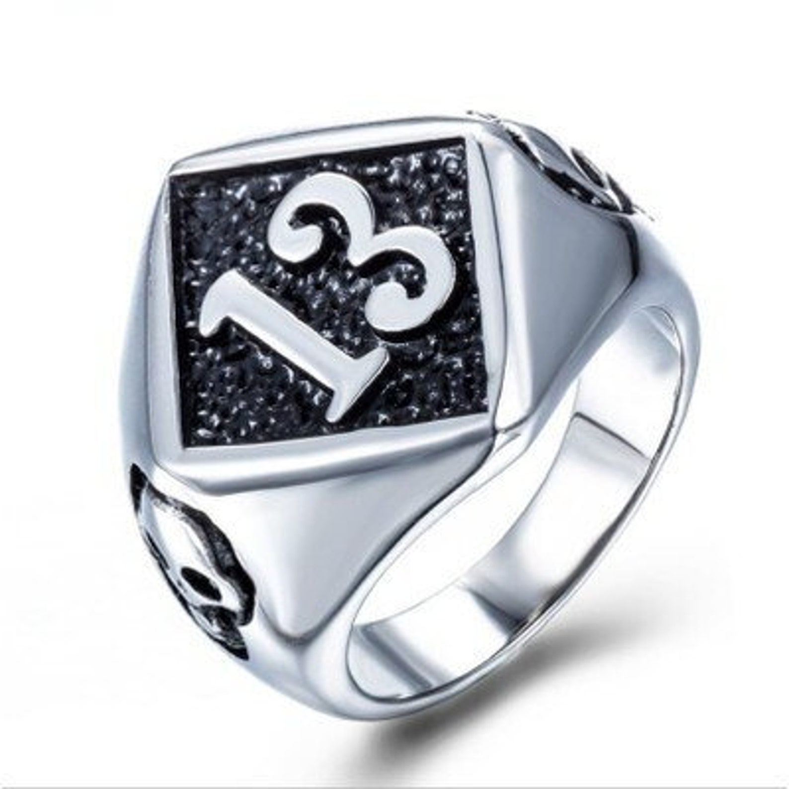 Cool Lucky 13 Ring Stainless Steel Biker Skull Ring Men Women | Etsy