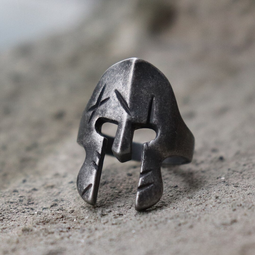 Vintage Minimalism Spartan Warrior Helmet Stainless Steel Ring Men's ...