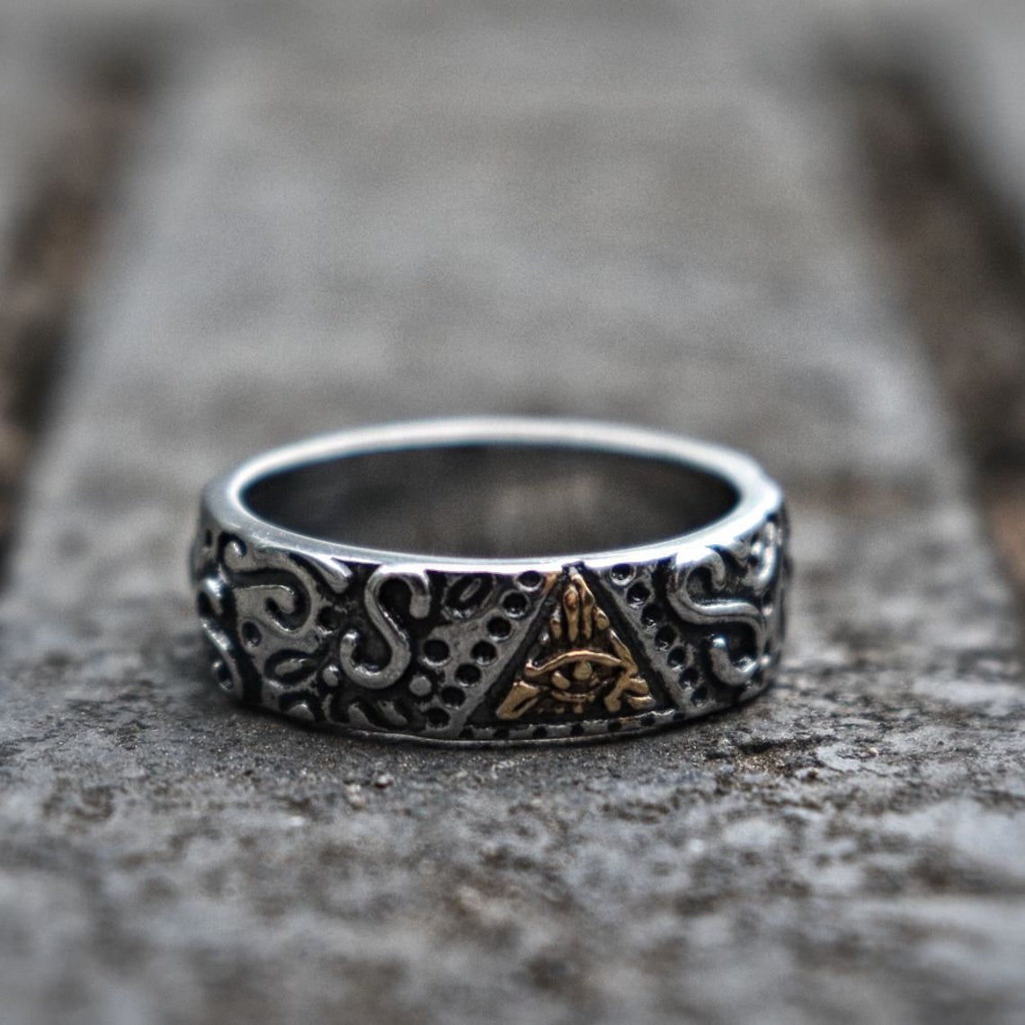 Men's Masonics Wedding Band Eye of Providence Symbol - Etsy