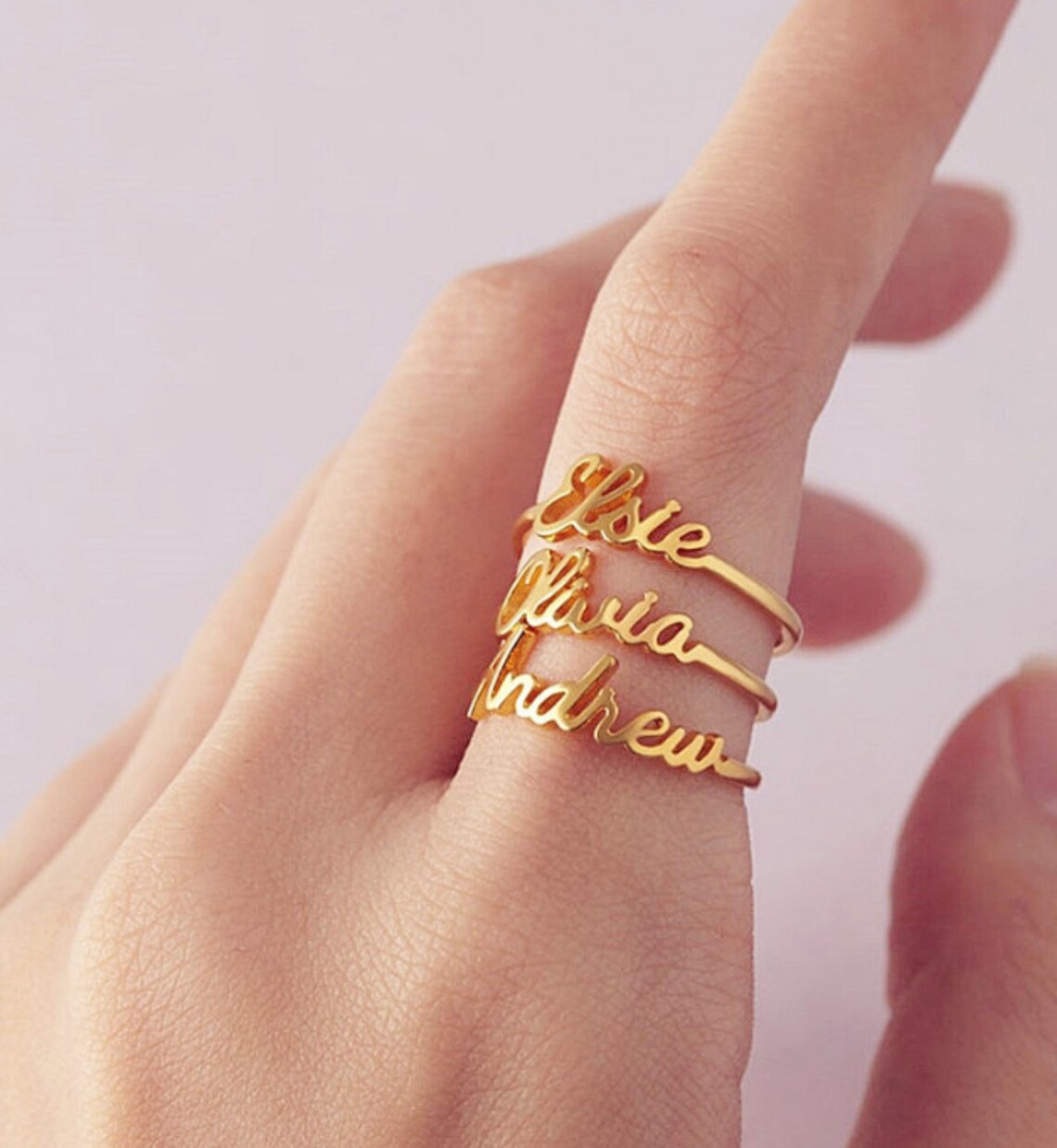 Dainty Name Ring Personalized Name Ring Custom Stacking Name | Etsy
