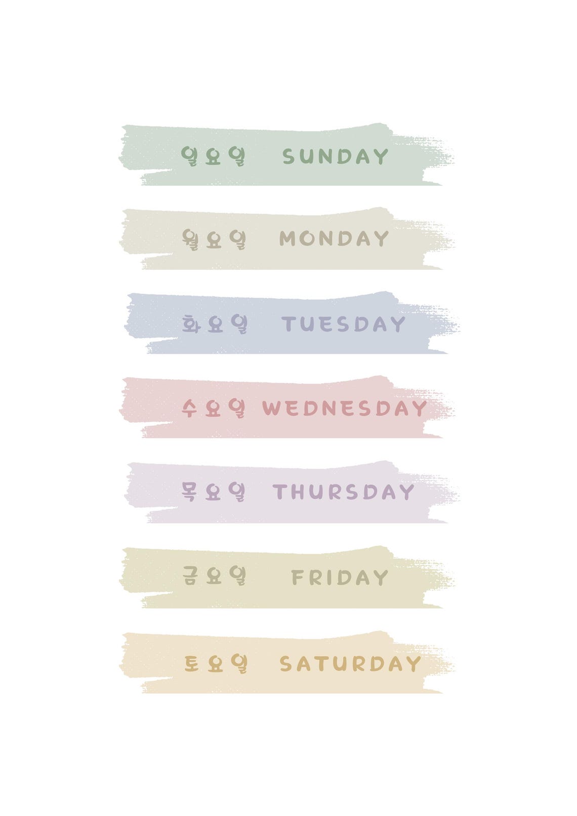 Korean Days of the Week Poster | Day of the Week Learning Poster ...