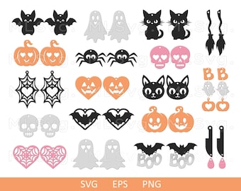 Cute Halloween Earrings SVG, Halloween Signs Svg, Halloween Jewelry Svg ...