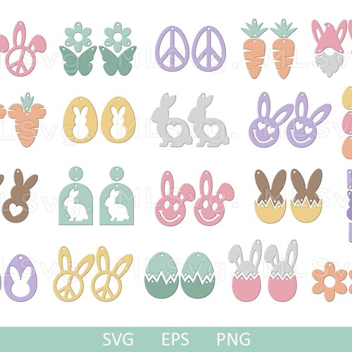 Cute Easter Earrings SVG Bunny SVG Earrings Templates Svg - Etsy
