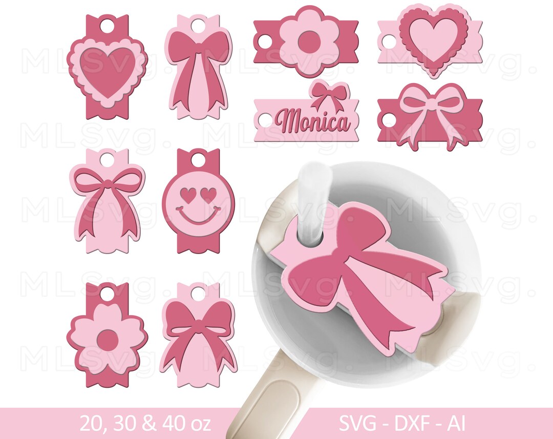 Coquette Bow Stanley Topper SVG, Stanley Name Plate Svg, Stanley Topper ...