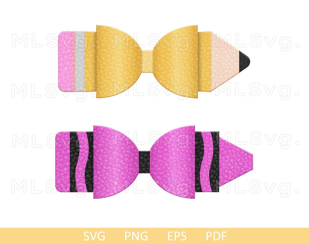 Pencil Crayon Bow Bundle Svg, Pencil Pinch Bow Svg, Bow Template SVG ...
