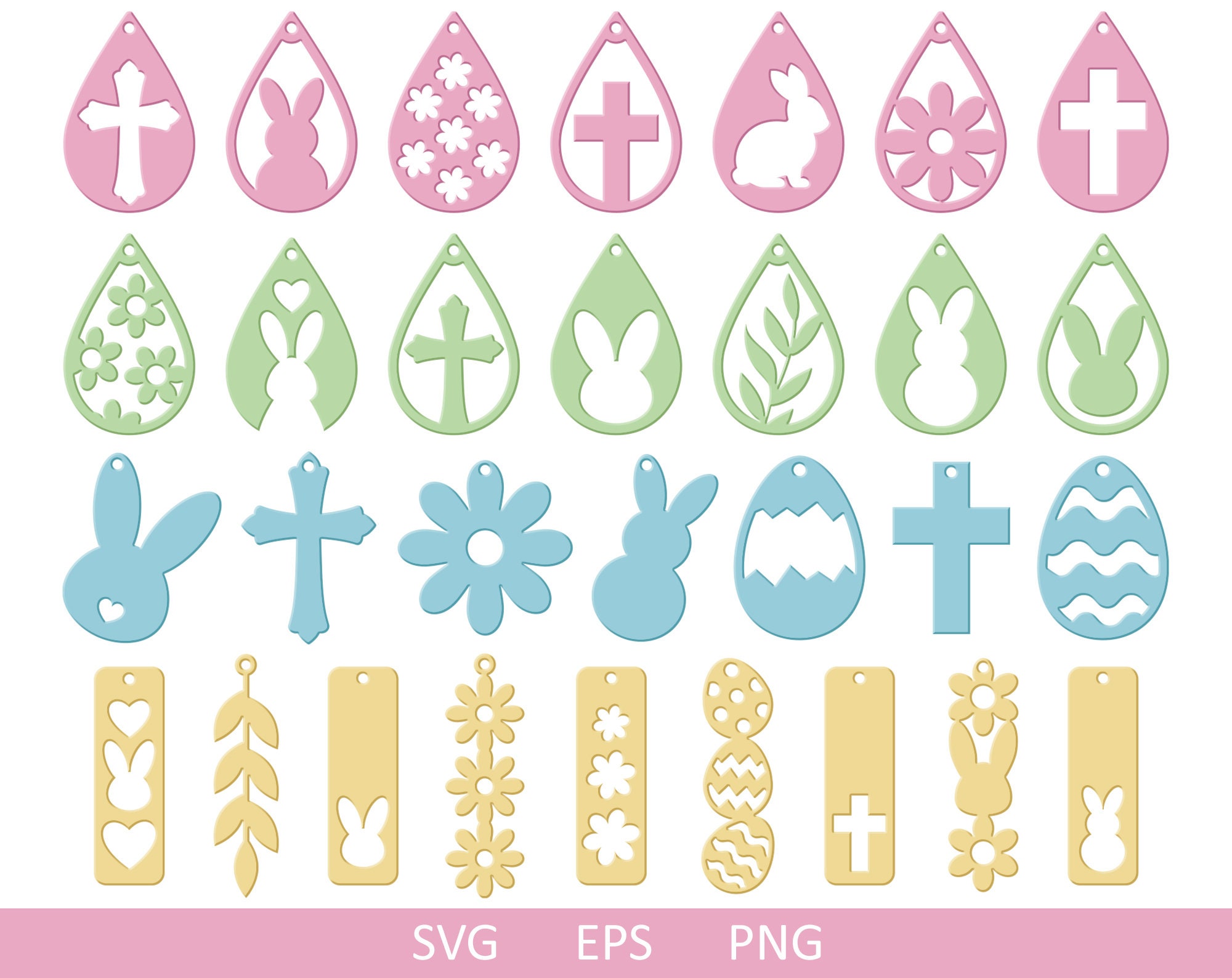 Easter Earrings SVG Bunny SVG Earrings Templates Svg Faux - Etsy
