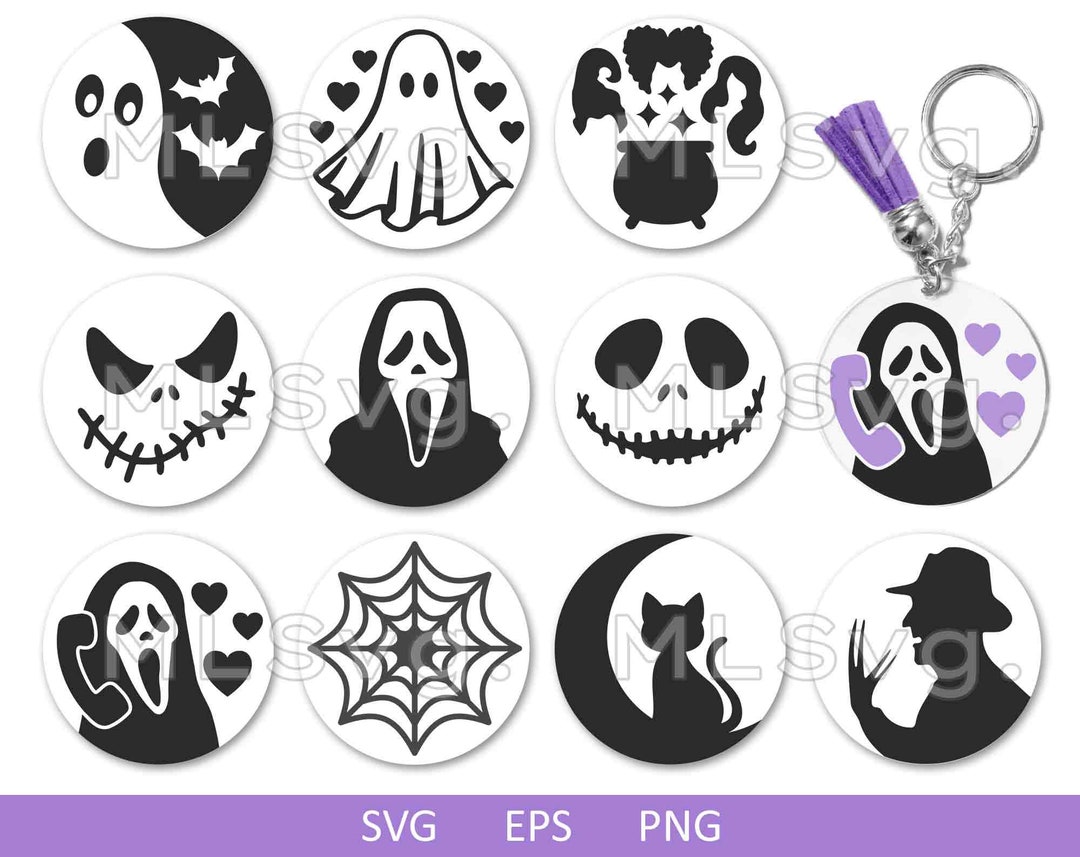 Halloween Keychain Svg Bundle, Halloween SVG, Key Ring Pattern SVG ...
