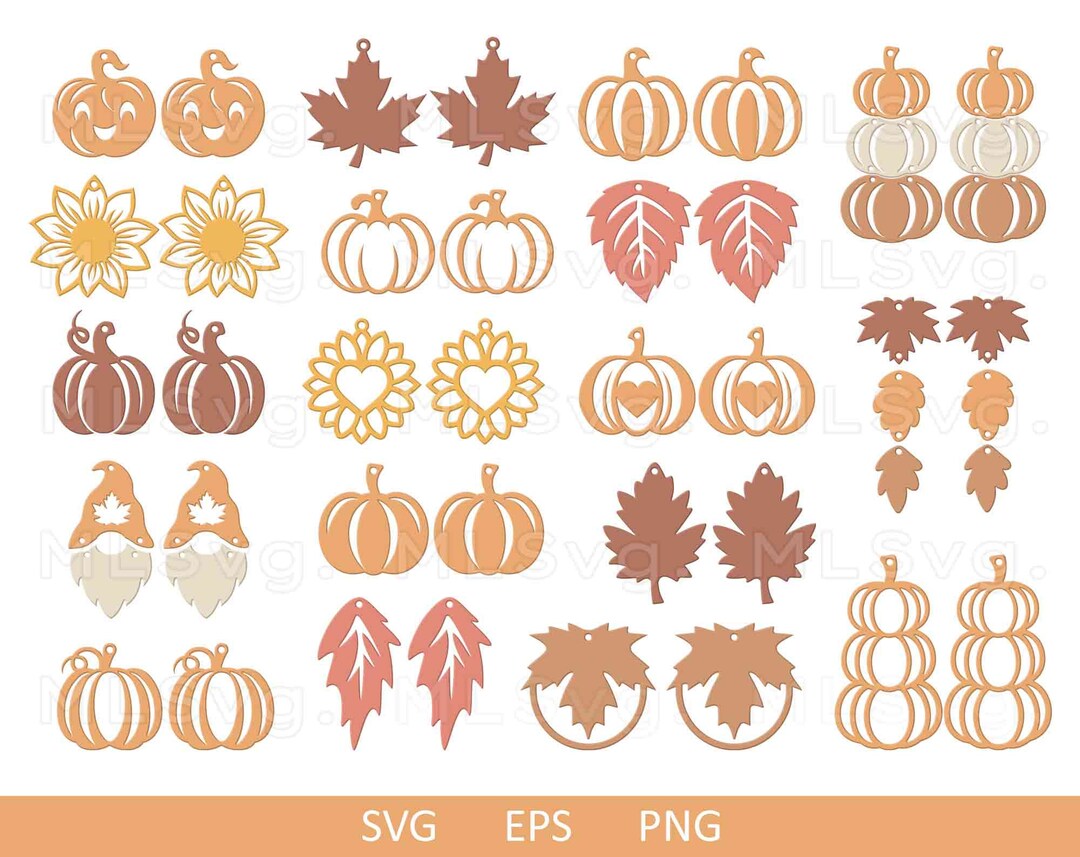 Fall Earrings SVG Bundle, Fall Ornaments Earrings SVG, Faux Leather ...