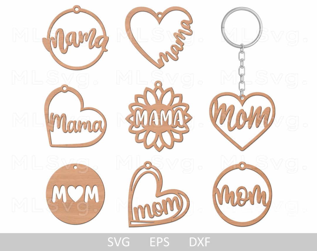 Mothers Day Keychain SVG Bundle, Keychain SVG Stain, Wood Keychain SVG ...